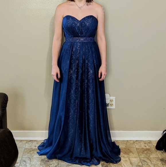 La Femme | Dresses | Strapless Navy Blue Prom Dress | Poshmark